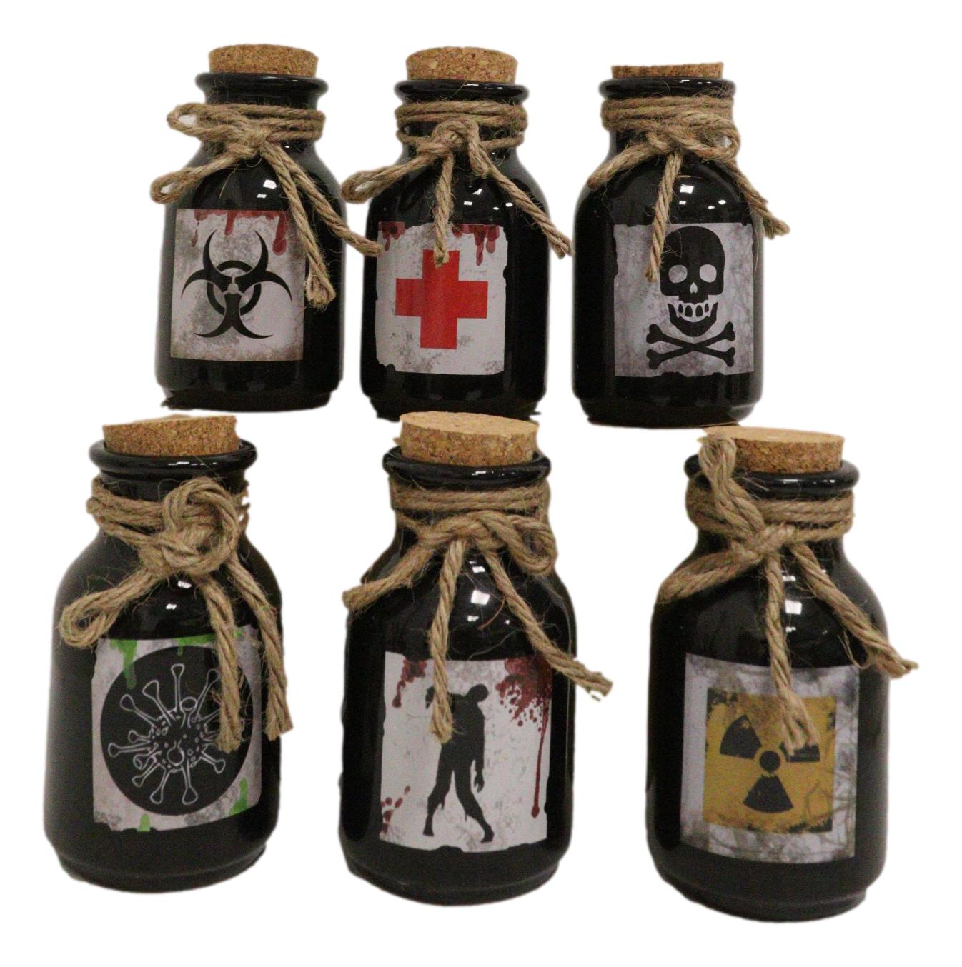 Pack Of 6 Ceramic Magic Voodoo Apothecary Mad Doctor Potion Bottles Pr ...