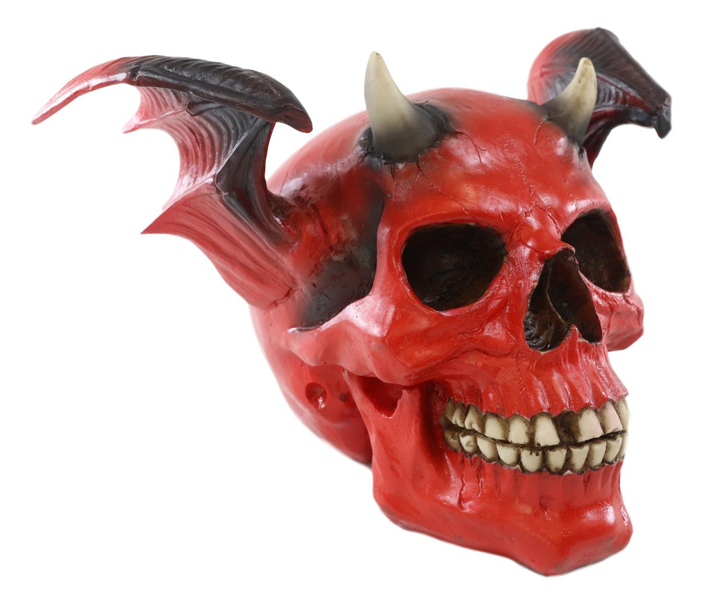 Red Bat Winged Imp Devil Demonic Skull with Horns Statue Ossuary Macab ...