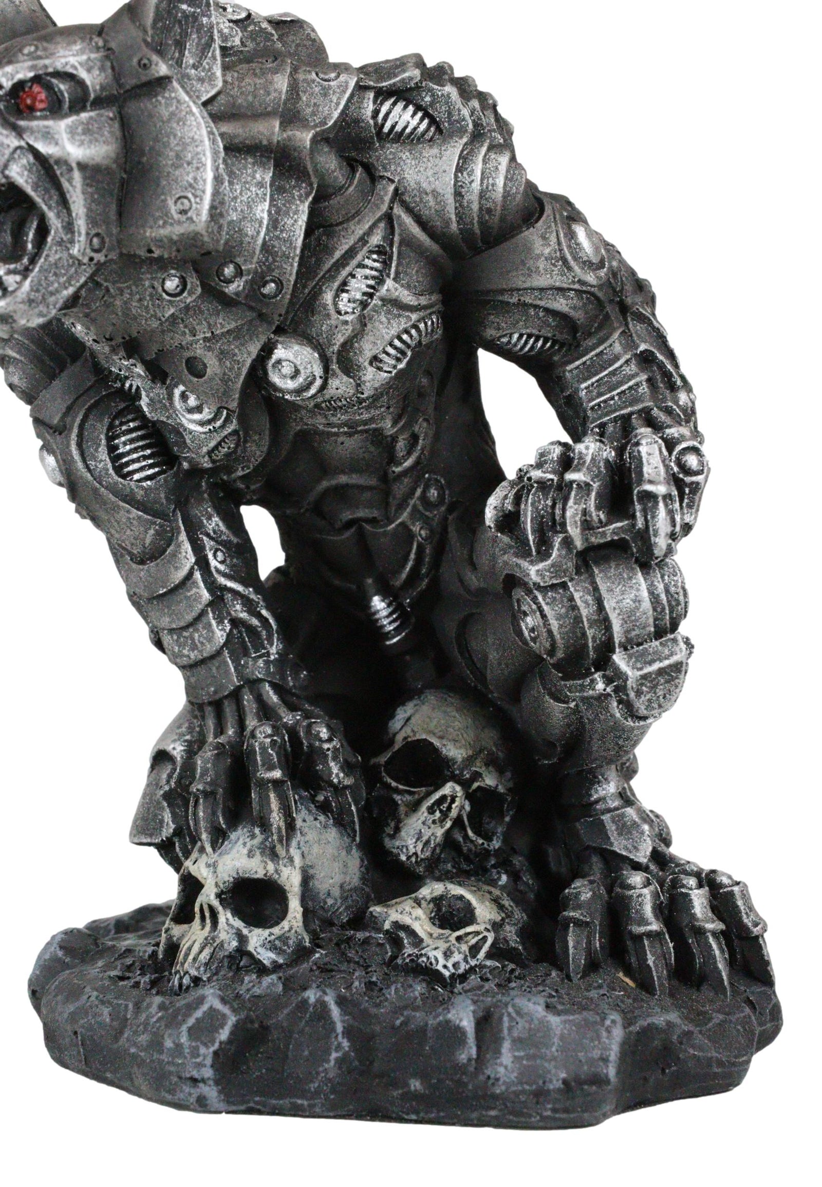 Steampunk Robotic Werewolf Crushing Skull Statue Lycan Cyborg Wolf Fig ...