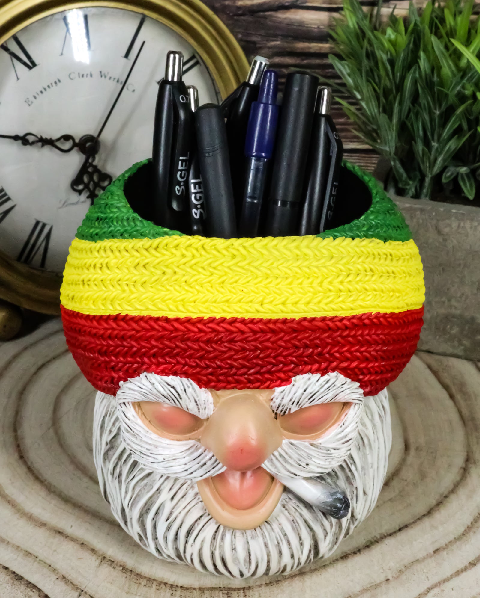 Whimsical Smoking Rastafarian Reggae Gypsy Gnome Stationery Pen Holder ...