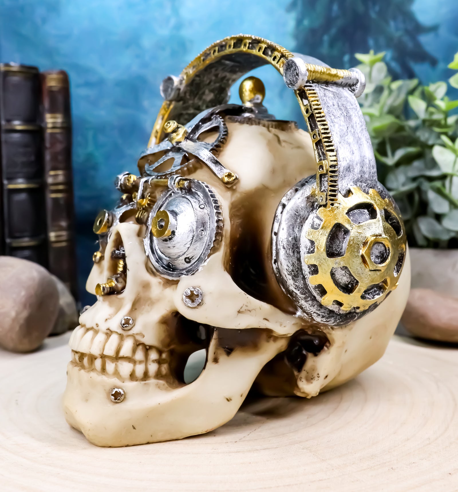 Ebros Steampunk Cyborg R&B Funk Music Fanatic with Headphone 5.75"L Fi ...