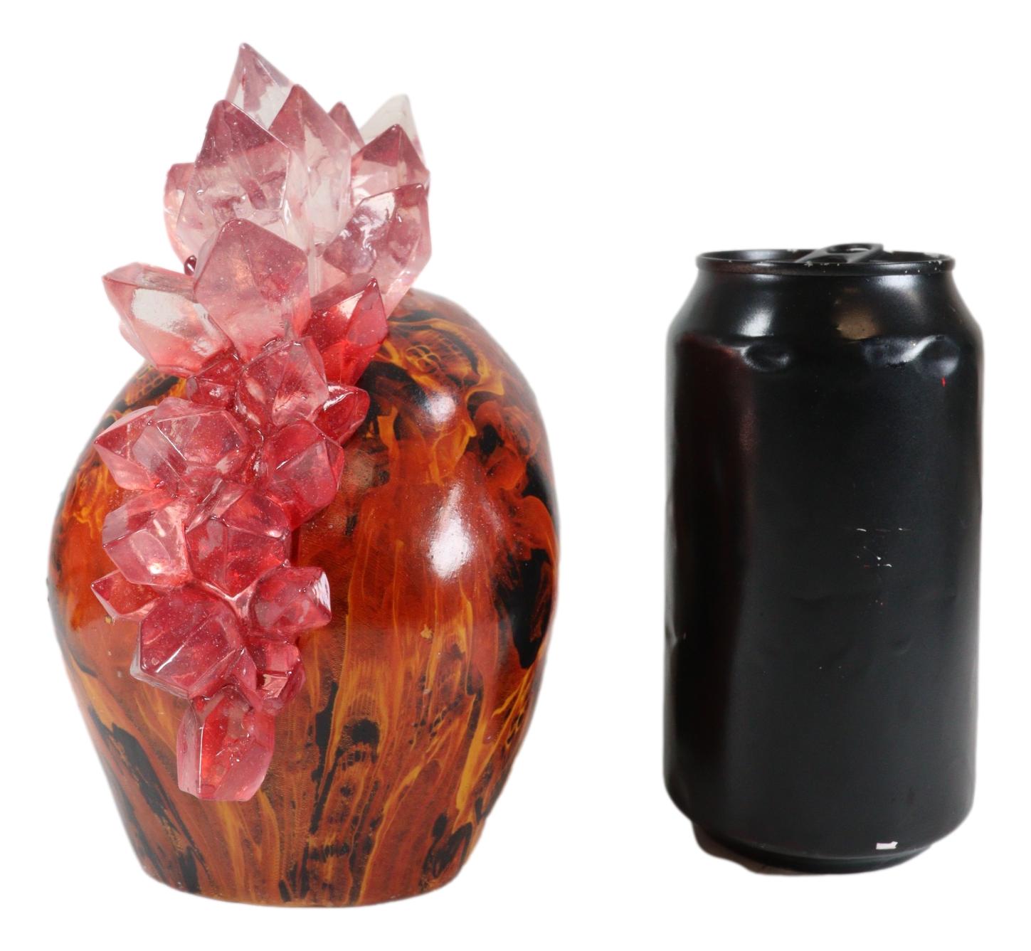 Ebros Colorful LED Light Mohawk Crystal Hair Inferno Red Devil Skull F ...