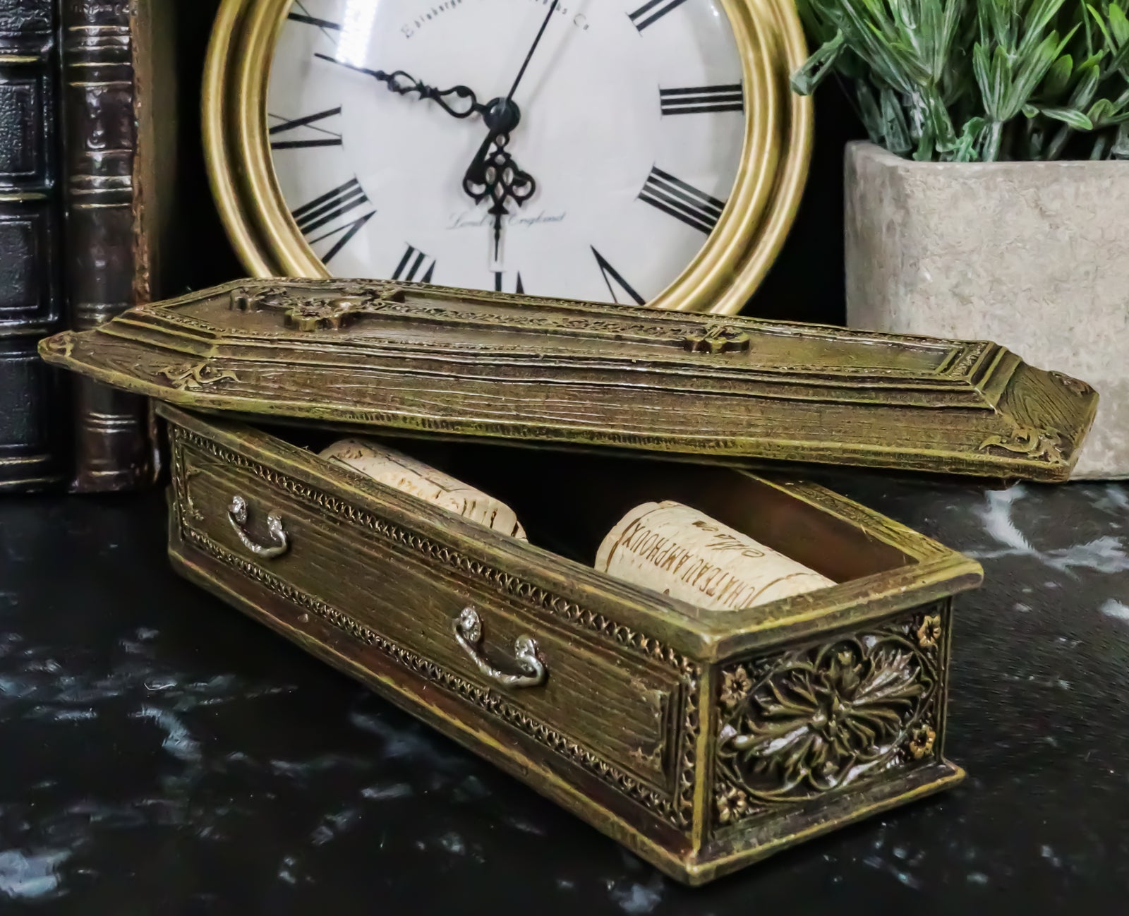 Ebros Gift Rustic Vampire Coffin Box Rest In Peace Dracula Casket ...