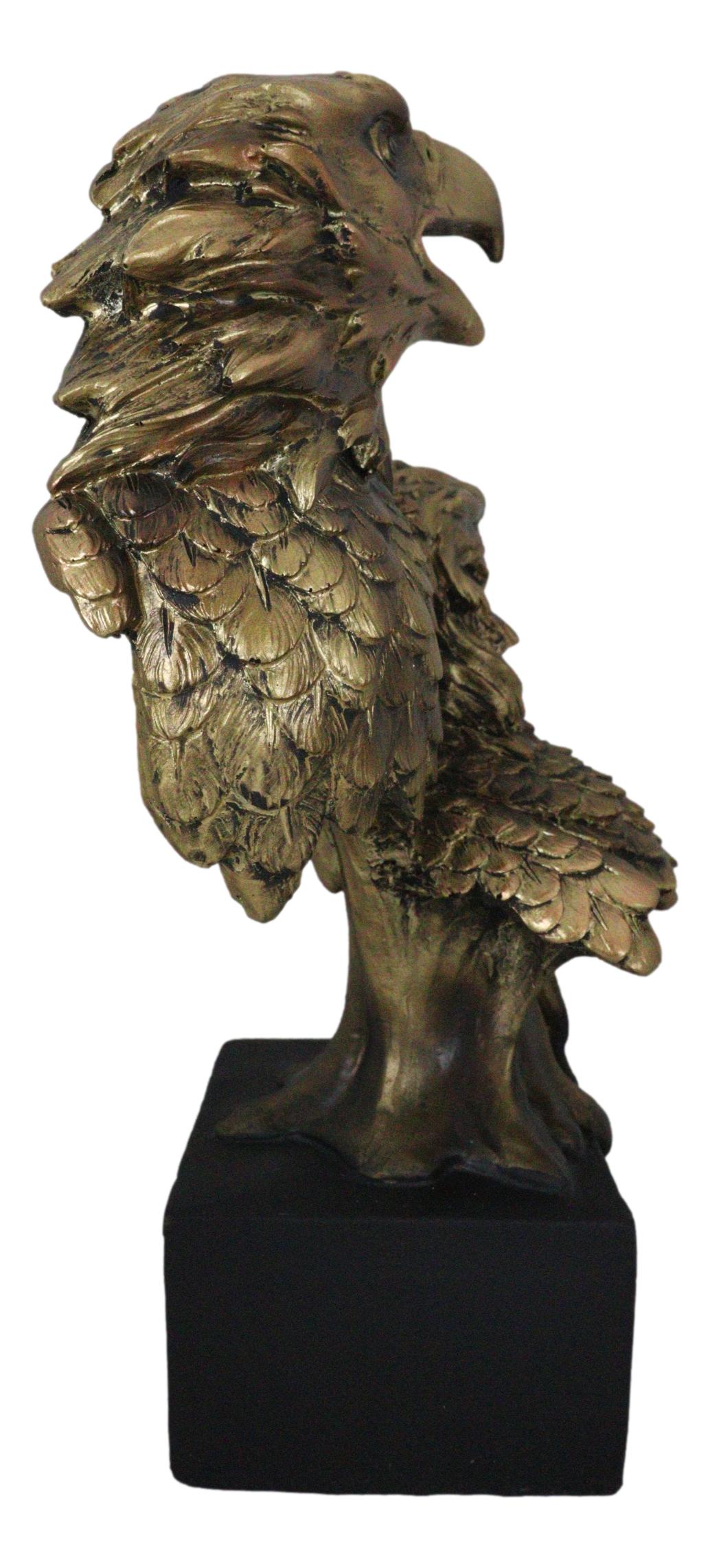 9"H American Bald Eagles Family Busts Figurine With Black Pedestal Eag ...