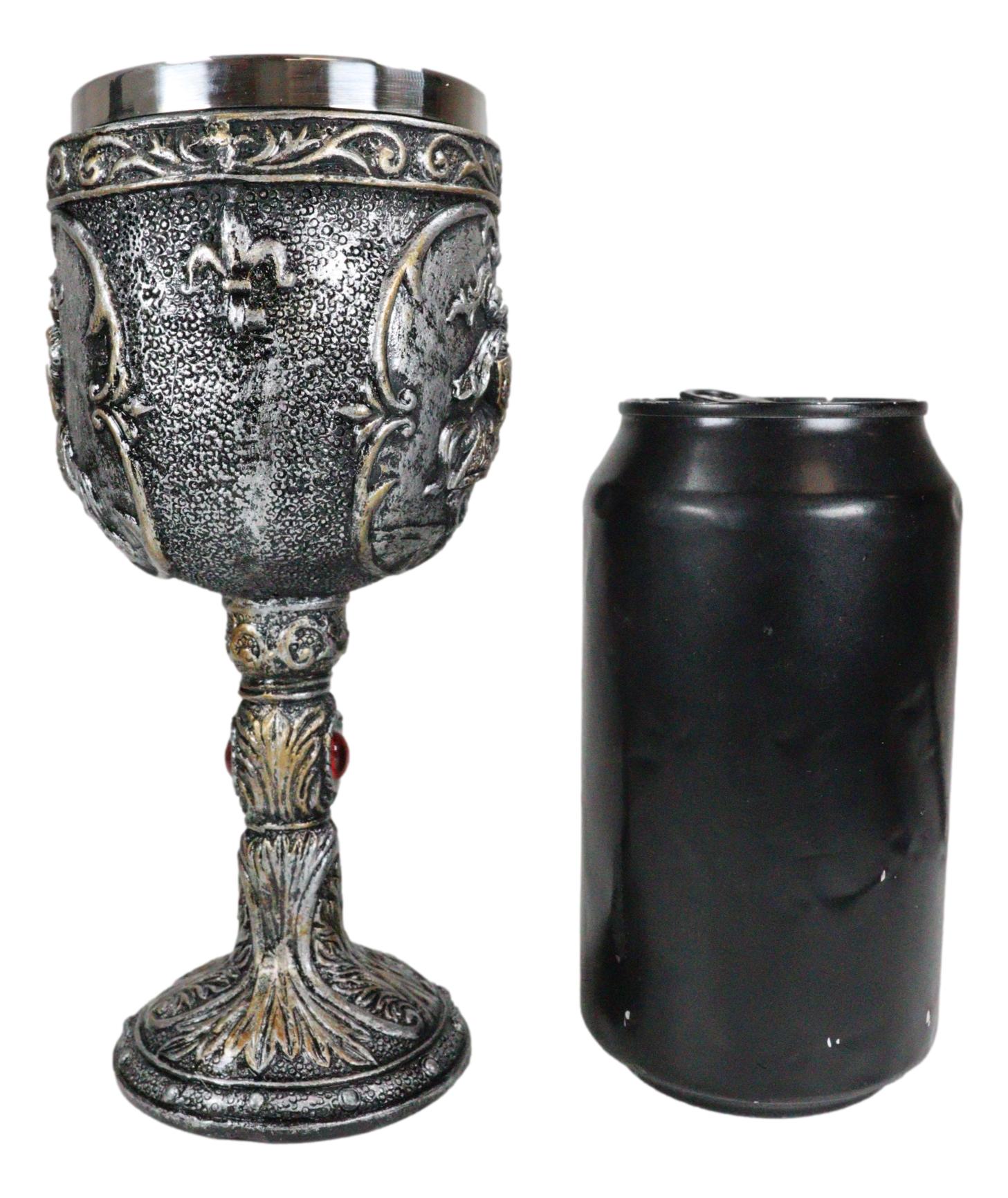 Medieval Knight Of Chivalry On Charging Horse Wine Goblet Royal Wine C ...