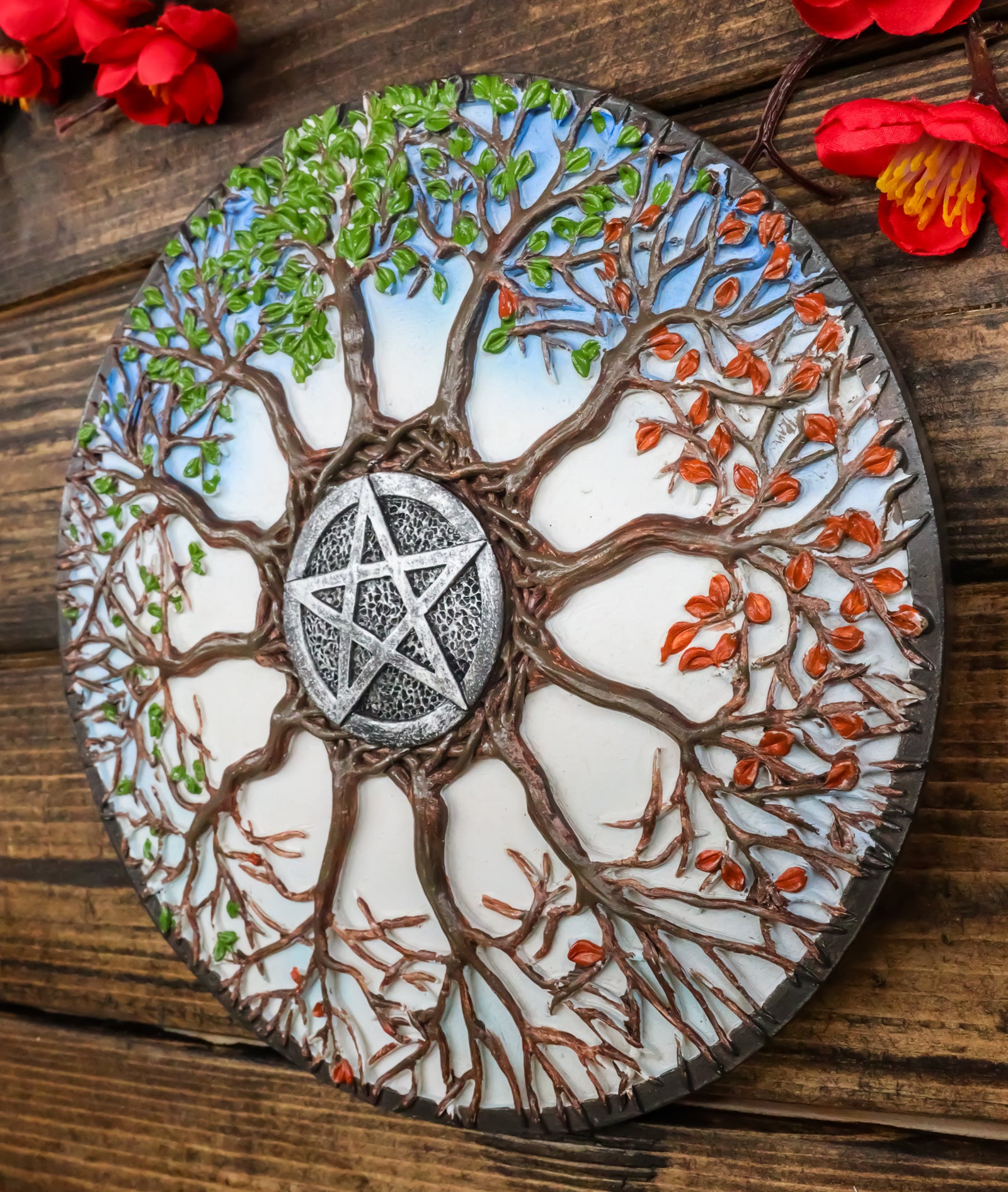 Four Seasons Dendritic Tree Wheel of Life with Pentagram Star Wall Dec ...