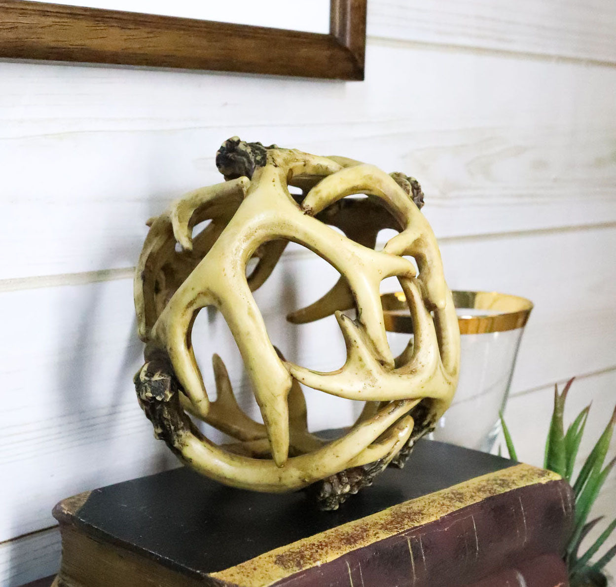 Set Of 3 Rustic Buck Deer Stag Entwined Antlers Orb Potpourri Balls Pa ...