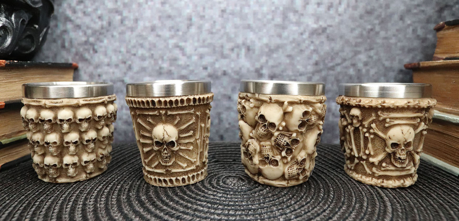 Ebros Ossuary Macabre Morphing Skulls & Skeleton Bones 3D Shot Glasses ...