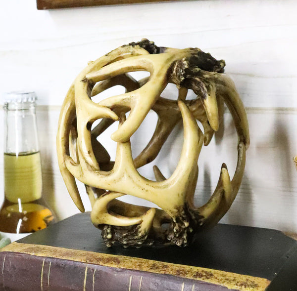 Set Of 3 Rustic Buck Deer Stag Entwined Antlers Orb Potpourri Balls Pa ...