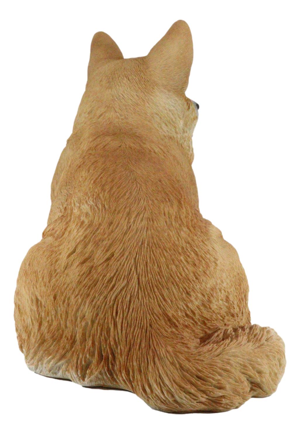 Large 18.5" Long Sitting Realistic Lifelike Welsh Corgi Dog Statue Hom ...
