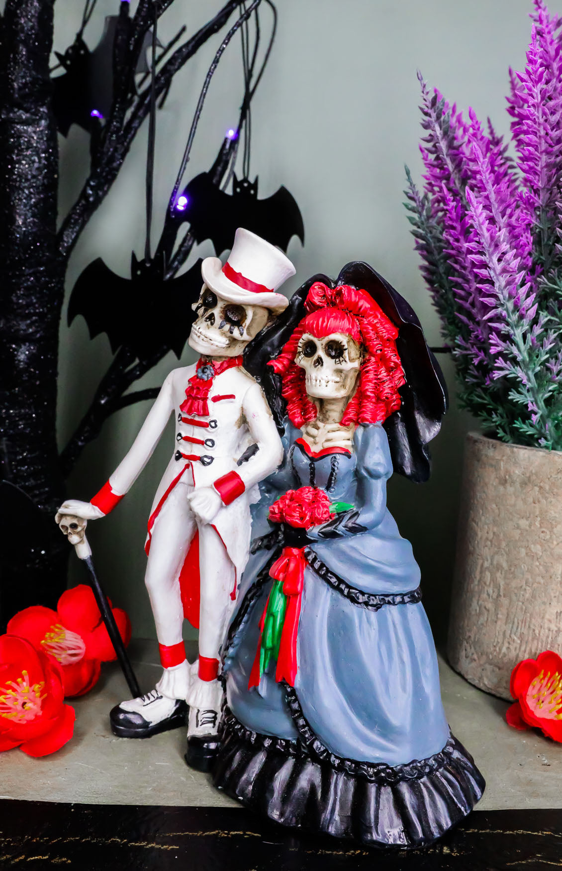 Day Of The Dead Skeleton Couple Wedding Statue Gothic Skeleton Cake To ...