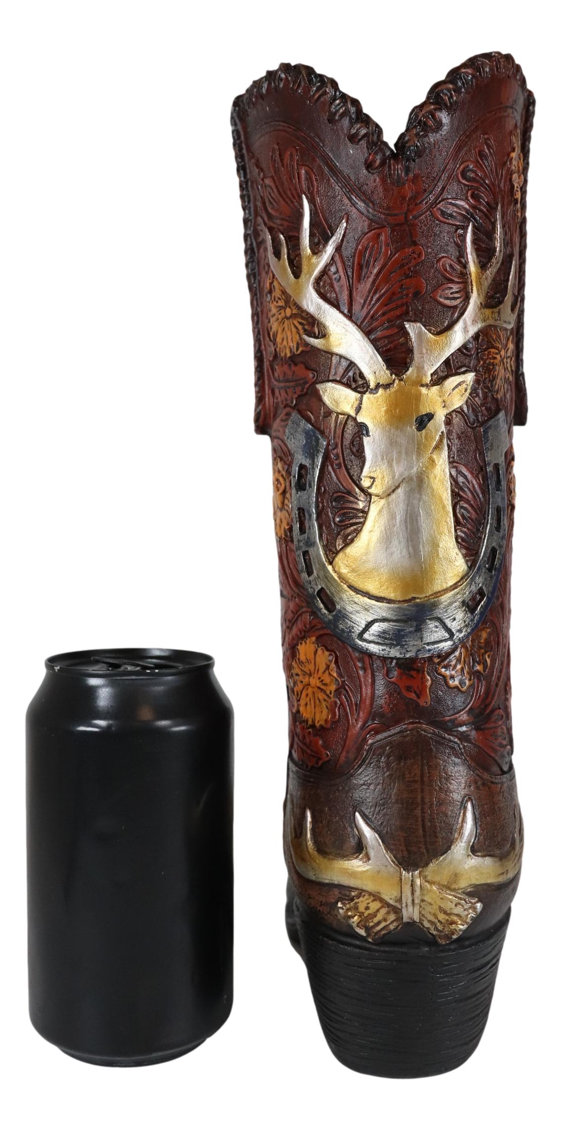 Western Deer Antlers Horseshoe Floral Scroll Art Cowboy Cowgirl Boot V ...