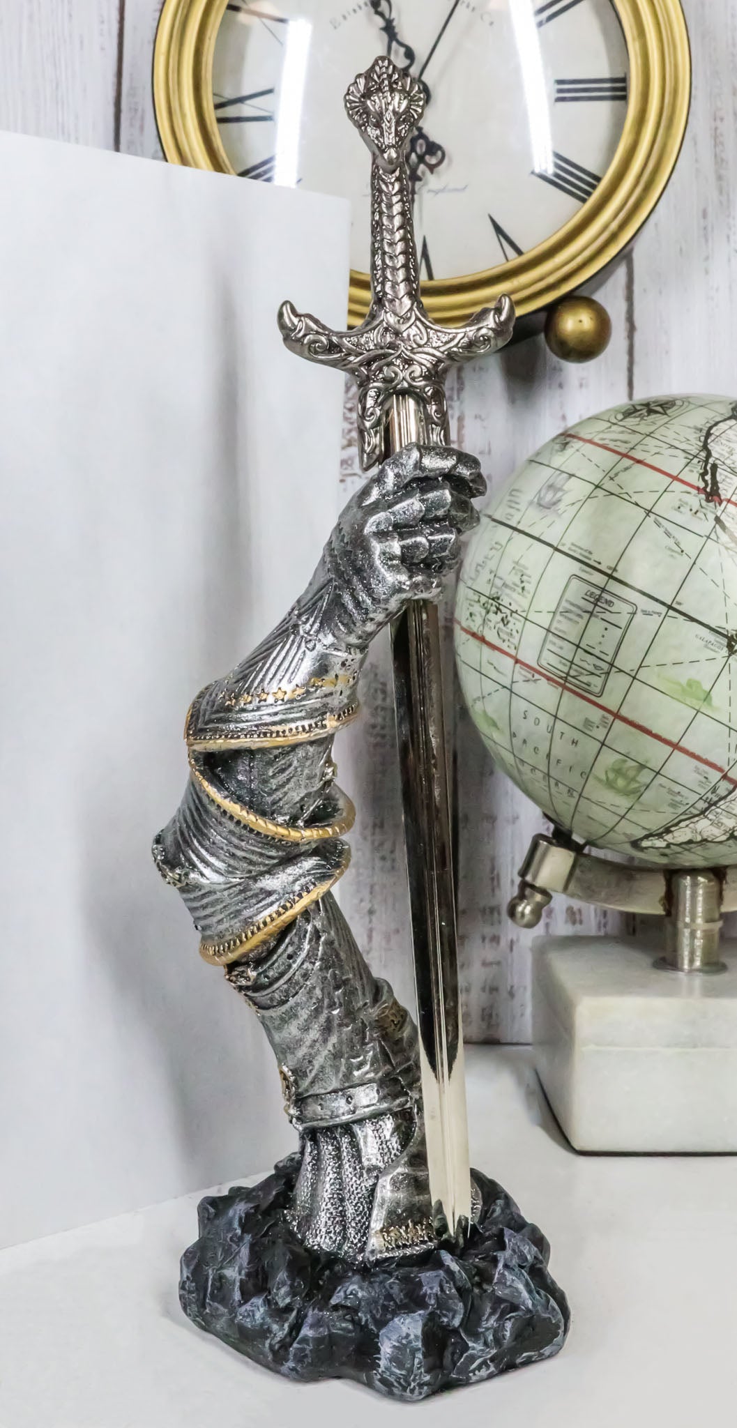 Ebros Medieval Knight Suit Of Armor & Excalibur Sword Letter Opener Fi ...