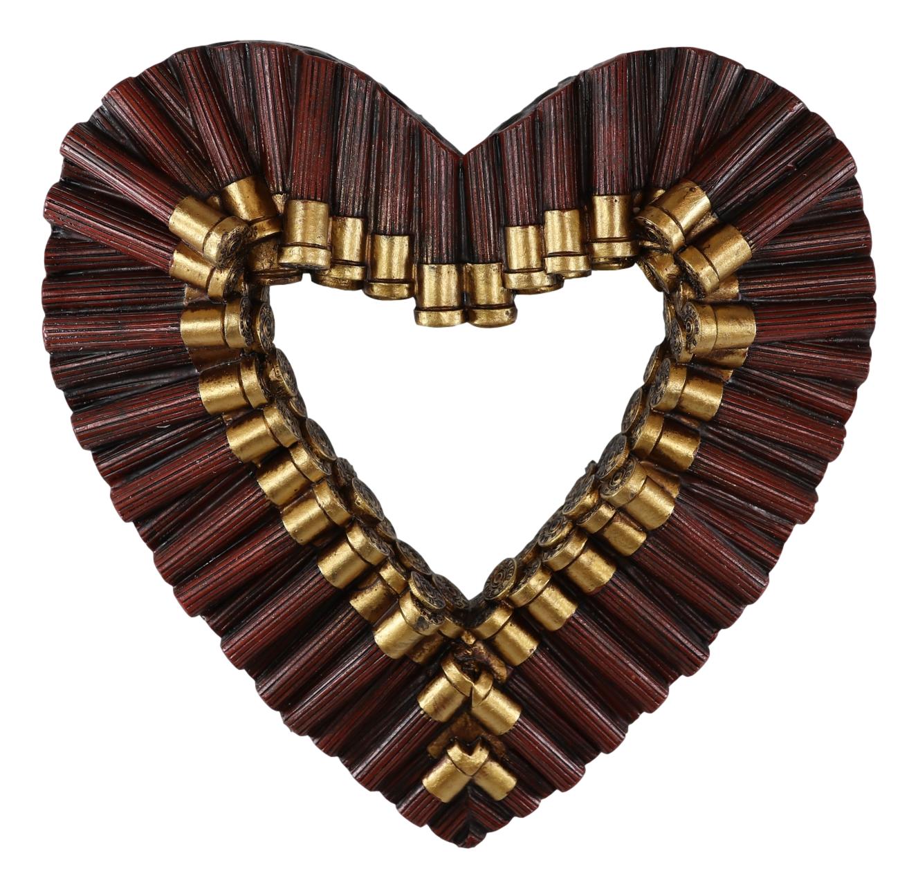 Ebros Gift Western Shotgun Ammo Shells Gold Tone Bullets Heart Wall ...