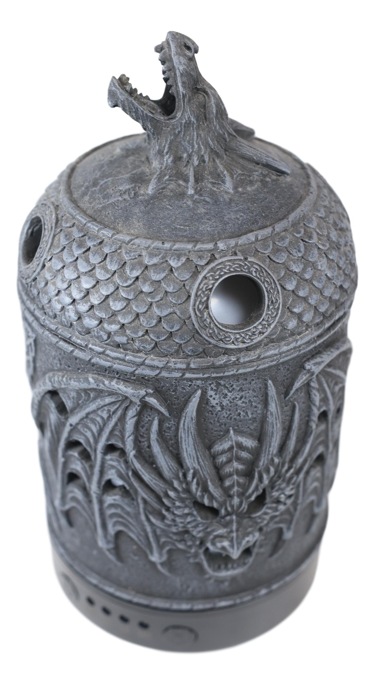 Ebros Celtic Knotwork Winged Dragon Skull Oil Diffuser With Colorful L ...