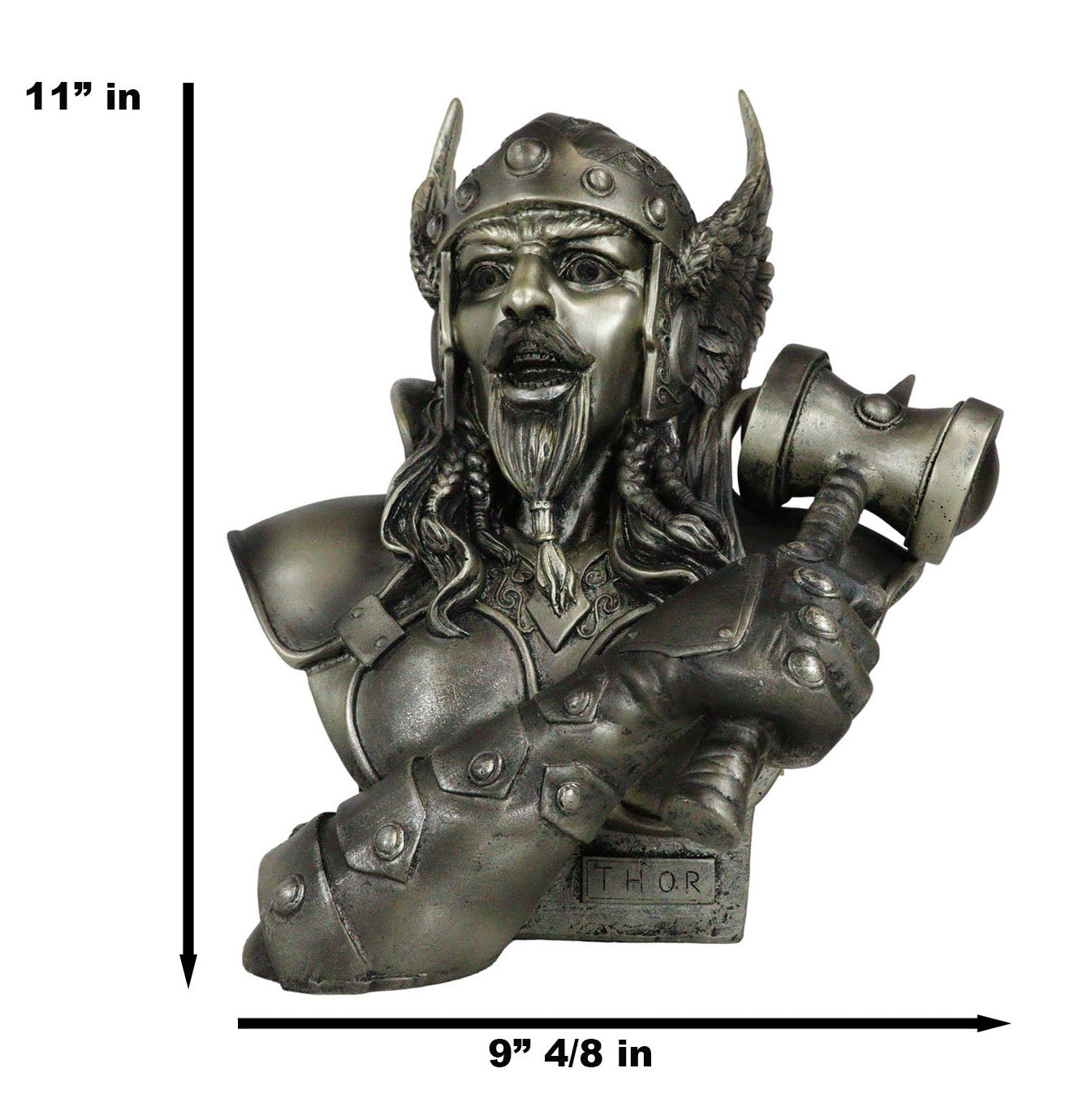 Ebros Large Norse God Thor Steel Finish Bust Statue Thunder Hammer ...