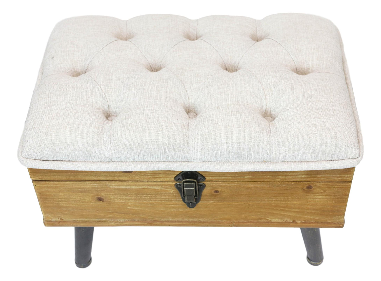 Rustic Wood Hinged Flip Top Storage Bench Seats With Fabric Cushion Se ...