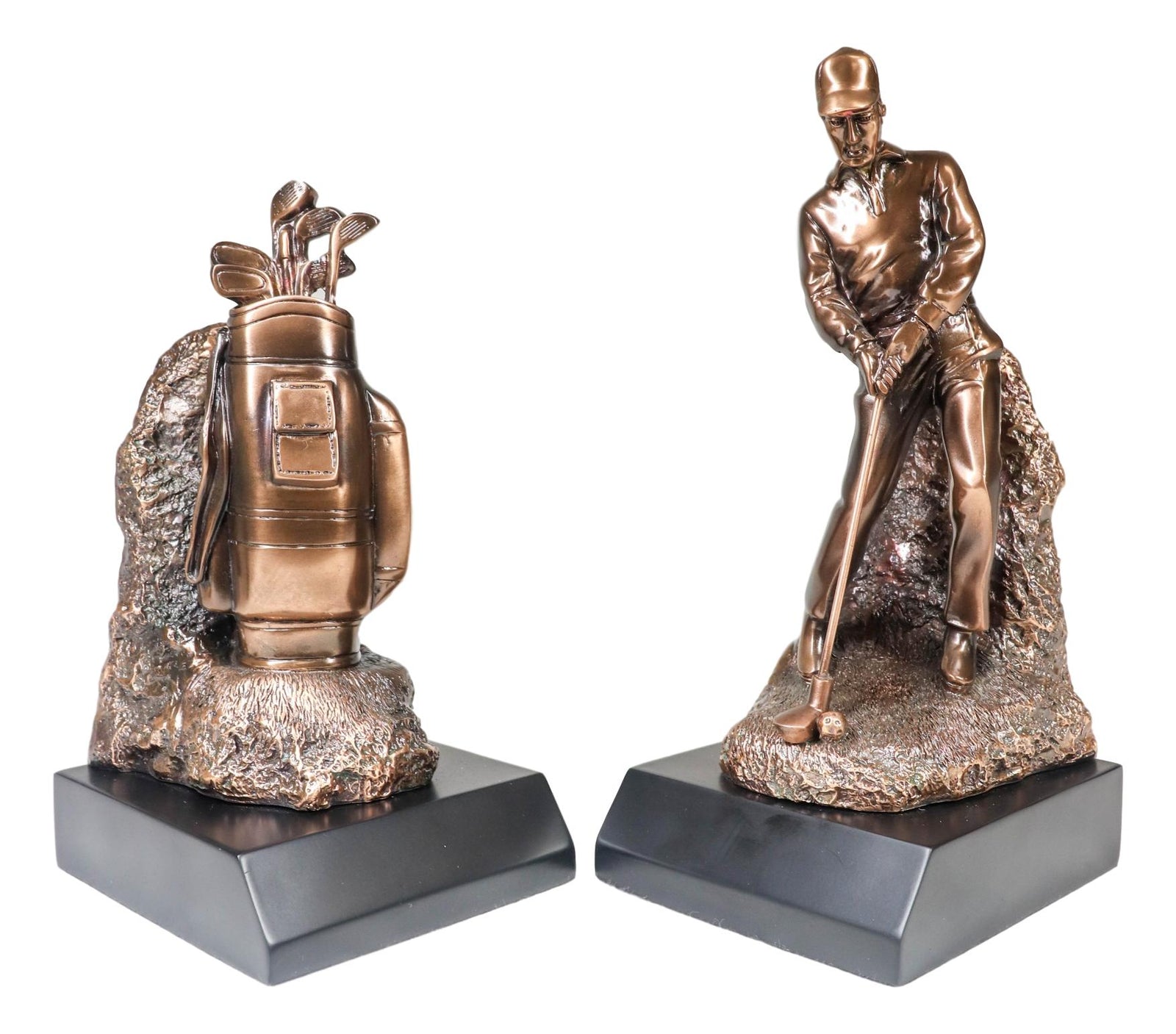 Ebros Professional Golfer And Golf Caddy Bag Bookends Set Statue 8.75 ...