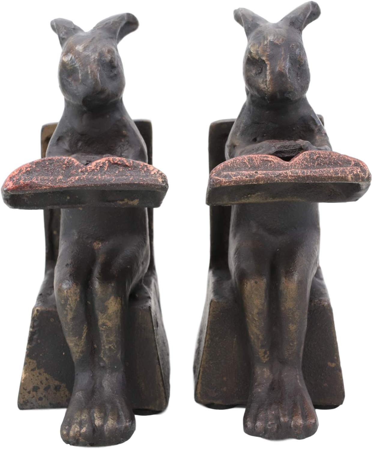Ebros Gift Ebros Cast Iron Bookworm Rabbit Bunnies Bookends 6"H Set of ...