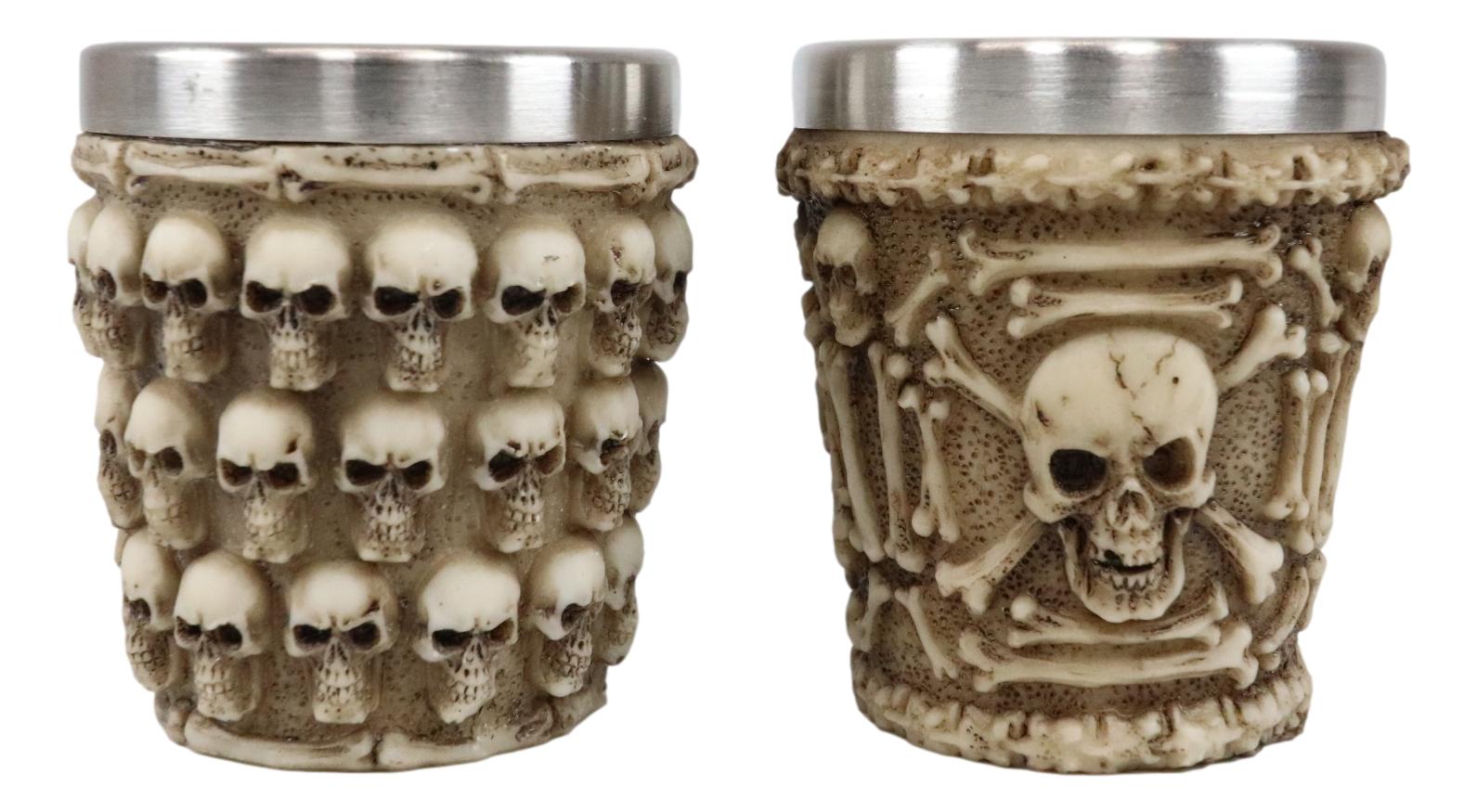 Ebros Ossuary Macabre Morphing Skulls & Skeleton Bones 3D Shot Glasses– Ebros Gift