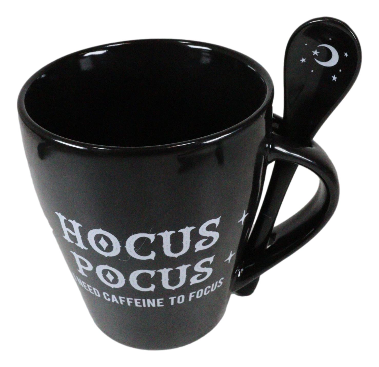 Witchcraft Wicca Hocus Pocus Crescent Moon Stars Coffee Mug And Spoon – Ebros Gift
