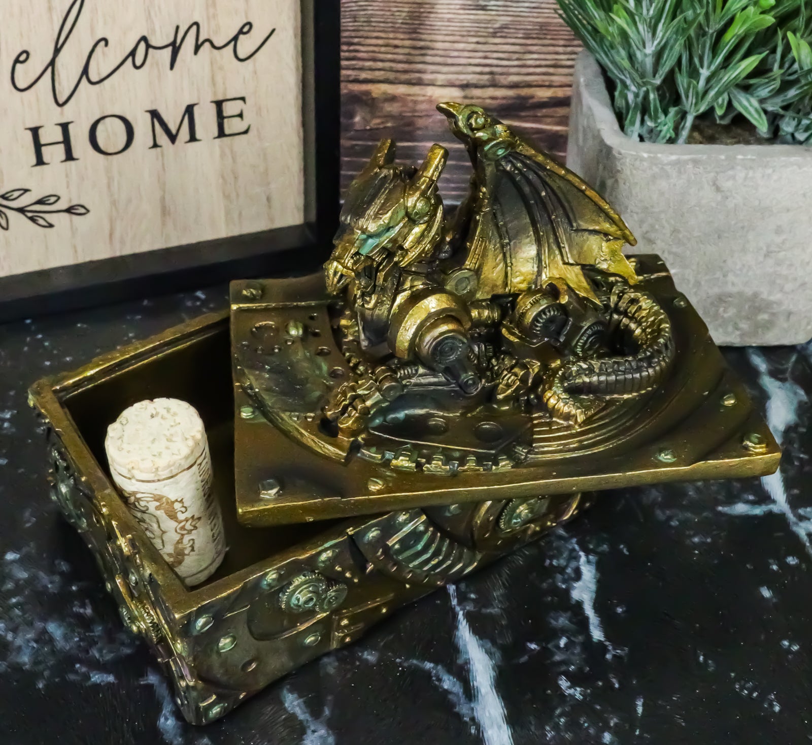 Ebros Steampunk Dragon Jewelry Box Vintage Cyborg Dragon Decorative Bo ...