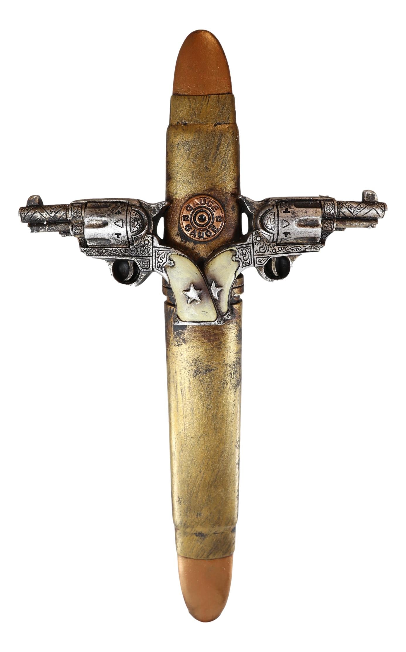 Rustic Western Dual Handgun Pistols with 12 Gauge Bullet Shell Casing ...