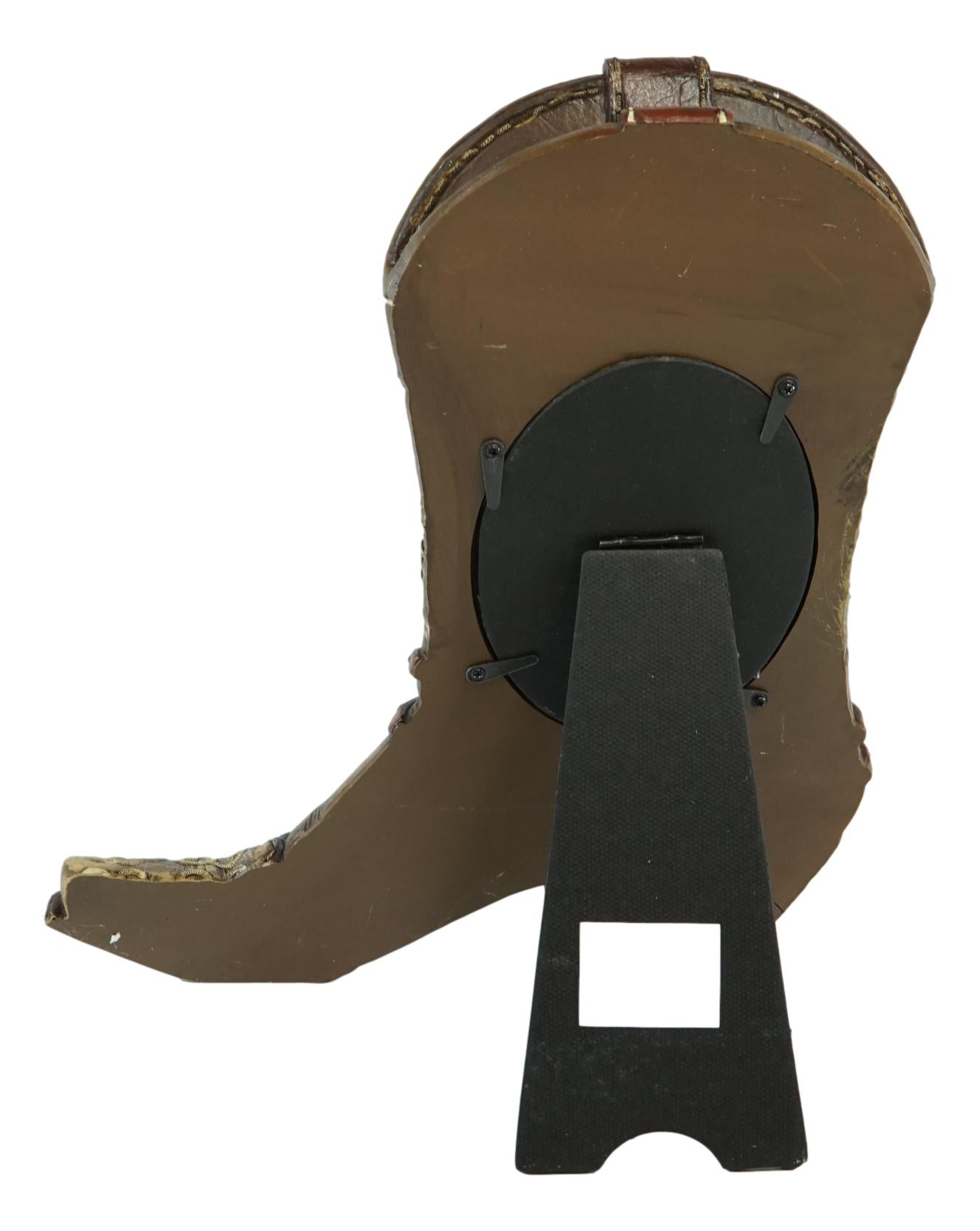 Rustic Western Tooled Leather Cowboy Boot Desktop Easel Photo Frame Fo ...