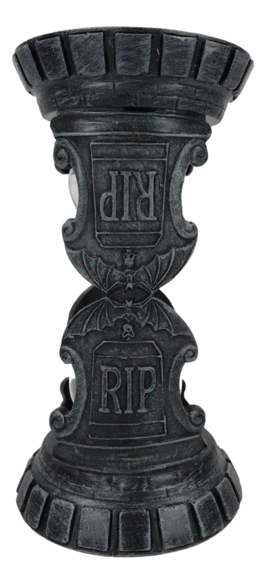 Gothic Pentagram Wicca Circle RIP Bats And Skulls Faux Stone Sand Time ...