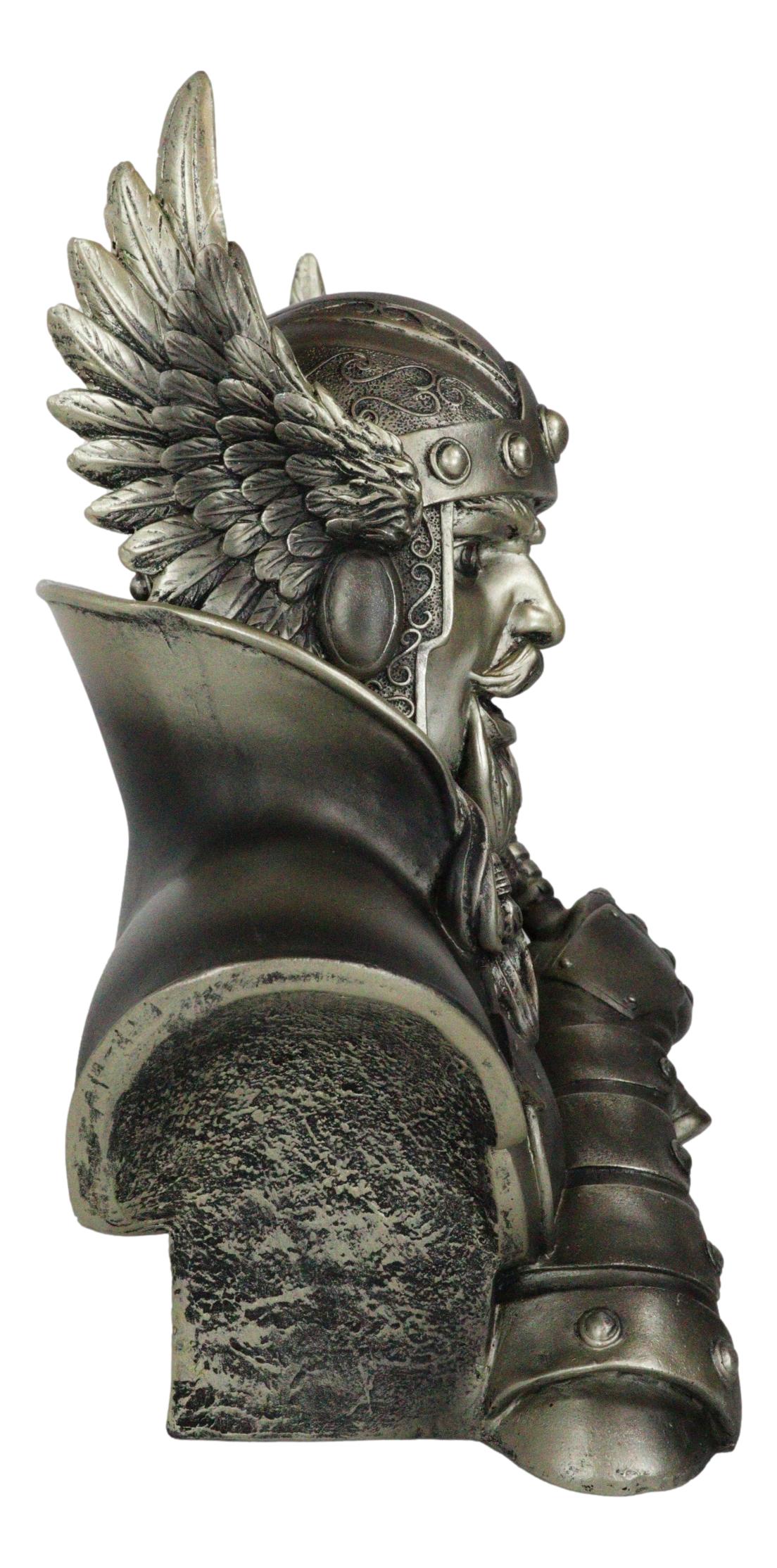 Ebros Large Norse God Thor Steel Finish Bust Statue Thunder Hammer ...