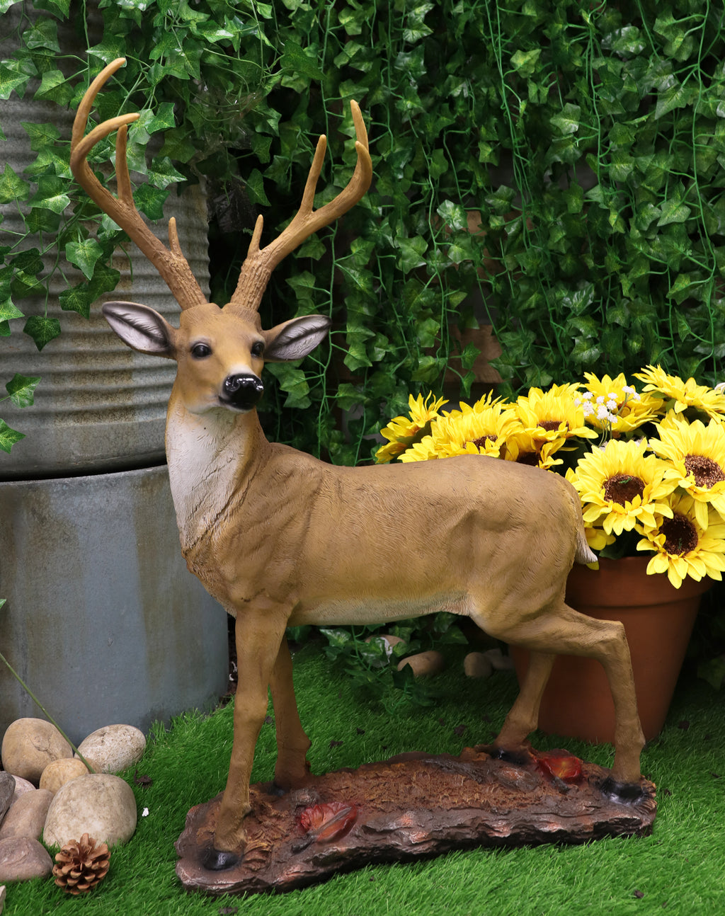 Large 8 Point Trophy Stag Buck Whitetail Deer Statue 26"H Forest Cabin ...