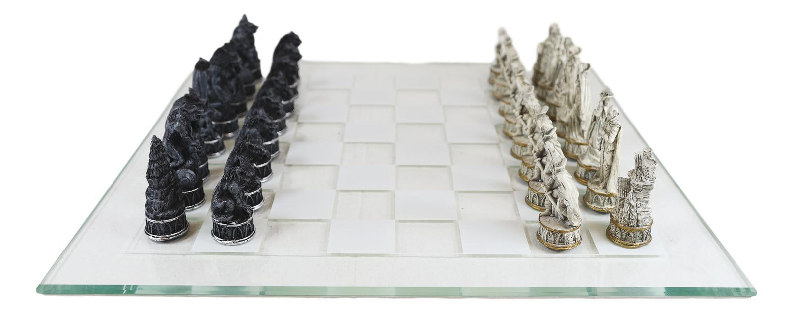 Ebros Gothic Vampires VS Werewolves Dracula Chess Pieces and Glass Boa ...