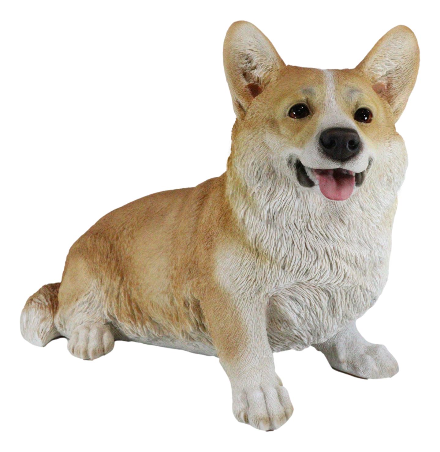 Large 18.5" Long Sitting Realistic Lifelike Welsh Corgi Dog Statue Hom ...