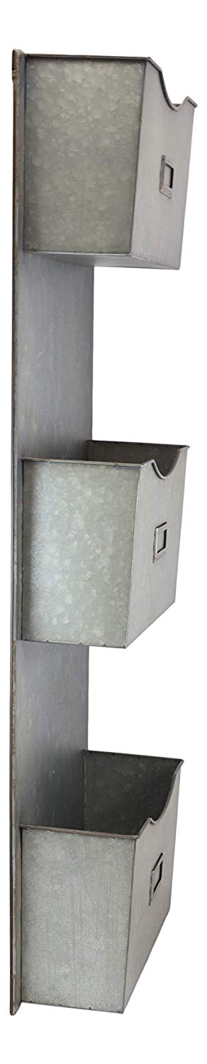 Ebros Vintage Galvanized Metal 3 Tier Pockets Letter Mail Wall Hanging ...
